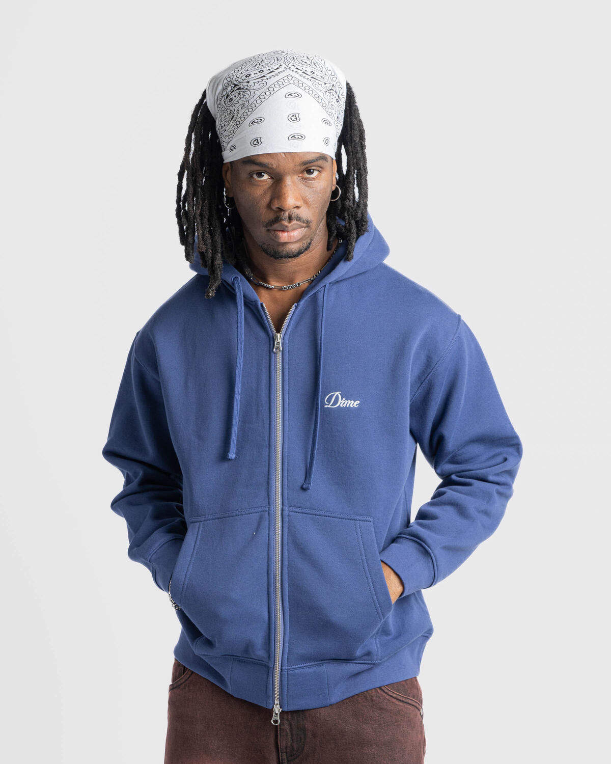 Dime Cursive Zip Hoodie | DIMEFA2425BLU | AFEW STORE